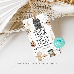Editable Halloween Gift Tag Printable Trick or Treat Tag Boo Basket ...