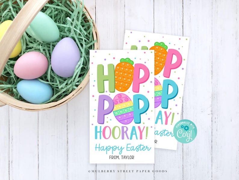 Printable Hip Pop Hooray Easter Gift Tag, Easter Pop Fidget Toy ...