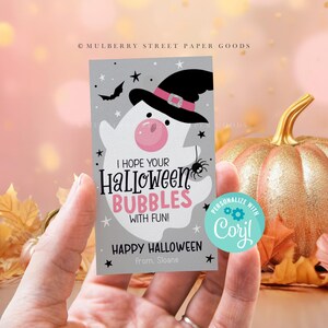 Halloween Bubbles Gift Tag Printable Cute Ghost Bubble Gum Halloween ...