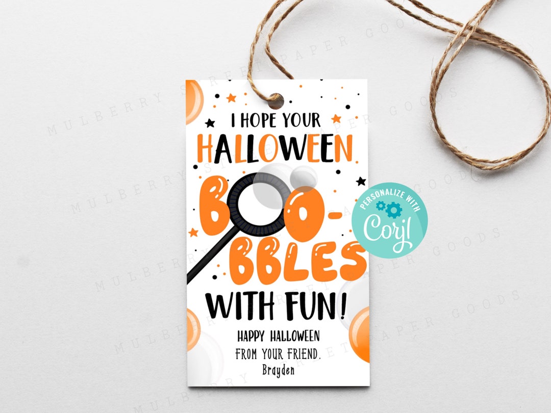 Printable Halloween Bubbles Gift Tag, Boo-bbles of Fun Halloween Party ...