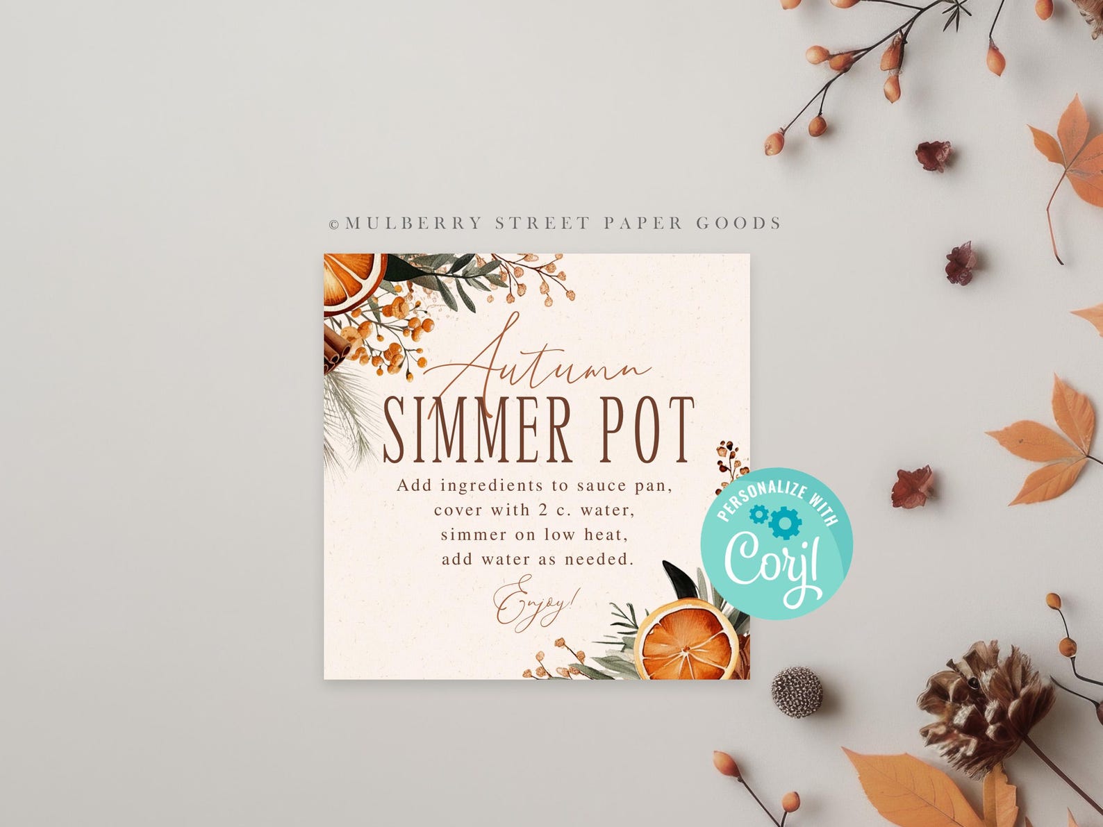 Editable Autumn Simmer Pot Git Tag Fall Simmering Potpourri Gift Tag ...