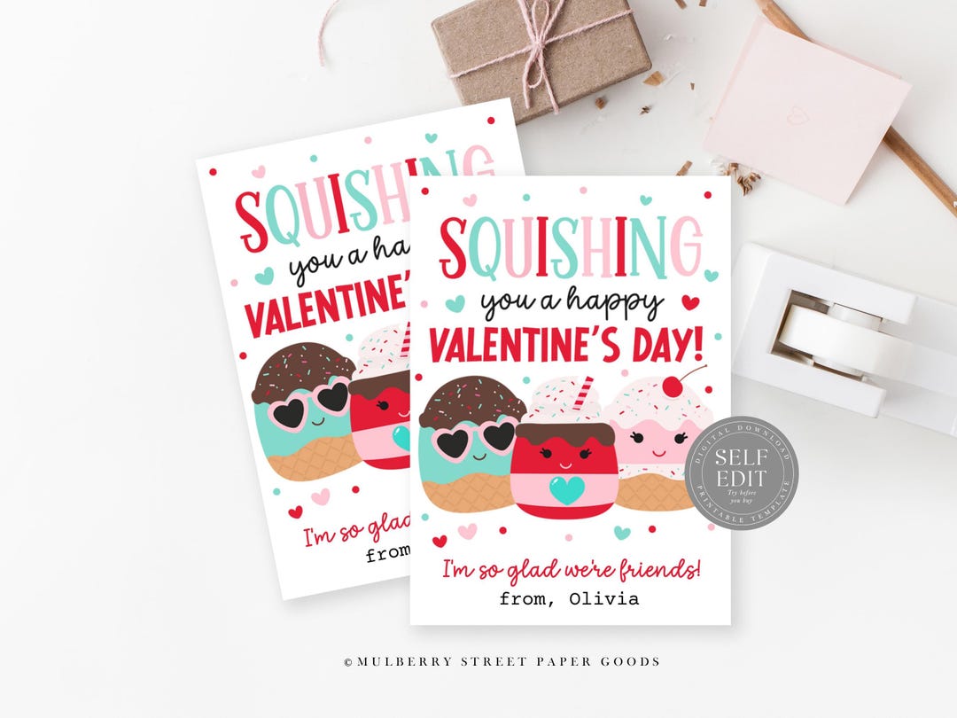 Squish Valentine Card Canva Template Squish Valentine's Day Card ...