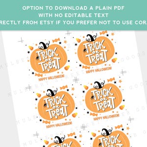 Instant Download Halloween Tag Printable Trick or Treat Happy Halloween ...