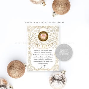 Santa's Lost Button Gift Tag Printable Instant Download Editable Letter ...