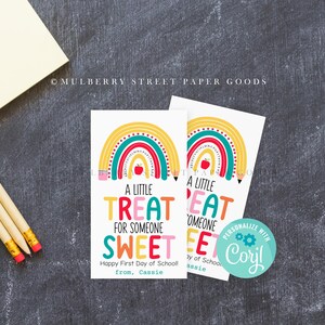 Editable First Day of School Treat for Someone Sweet Gift Tag Printable ...