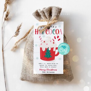Holiday Hot Cocoa Gift Tag Printable Personalized Hot Chocolate ...