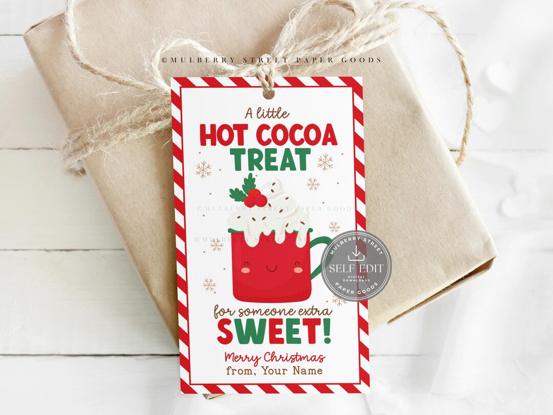 Christmas Hot Chocolate Gift Tag Printable Digital Download Canva ...