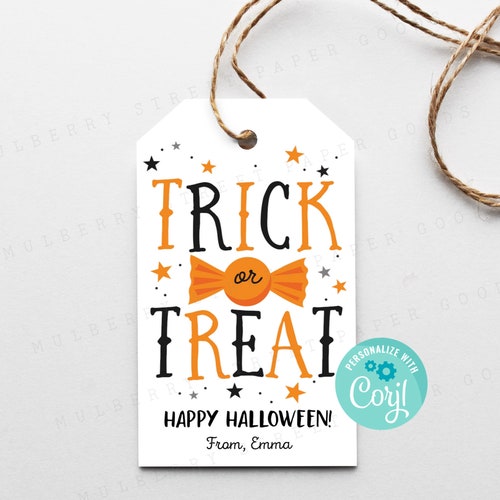 Printable Happy Halloween Gift Tag Trick or Treat Favor Bag - Etsy