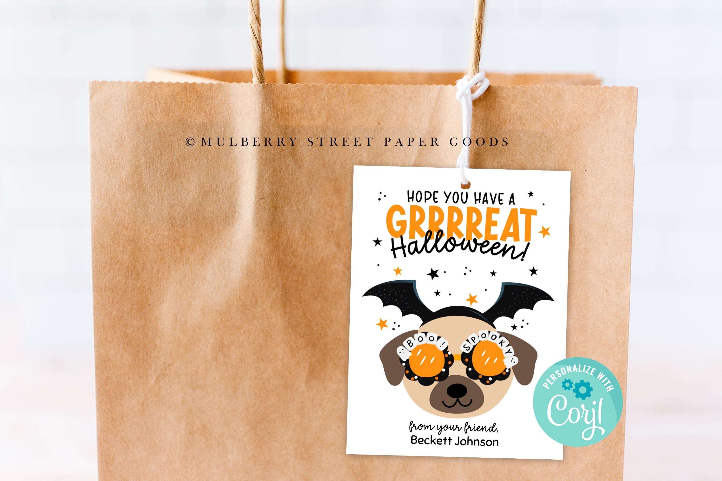 Instant Download Halloween Tag Printable Cute Dog Halloween Gift Tag ...