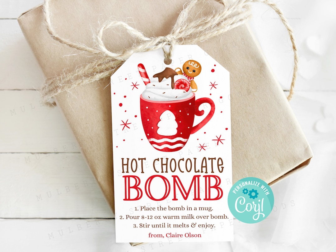 Hot Chocolate Bomb Printable Gift Tag, Christmas Hot Cocoa Bomb ...