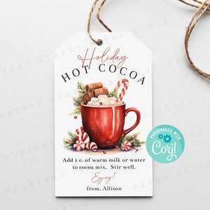 Printable Holiday Hot Cocoa Instructions Tag, Homemade Hot Chocolate ...