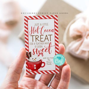 Teacher Hot Cocoa Gift Tag Digital Download Printable Holiday Hot ...