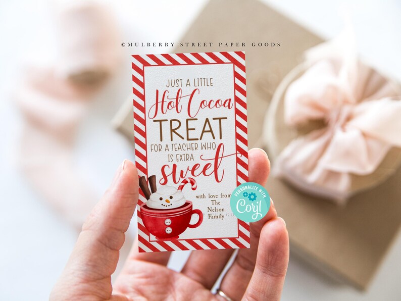 Teacher Hot Cocoa Gift Tag Digital Download Printable Holiday Hot ...