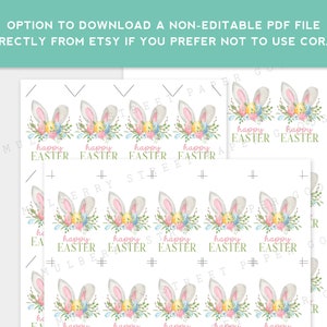 Printable Easter Bunny Gift Tag, All Text Editable Using Corjl, Instant ...
