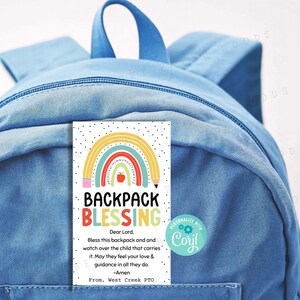 Backpack Blessing Printable Gift Tag, Editable Back to School Blessed Backpack Tag, First Day of ...