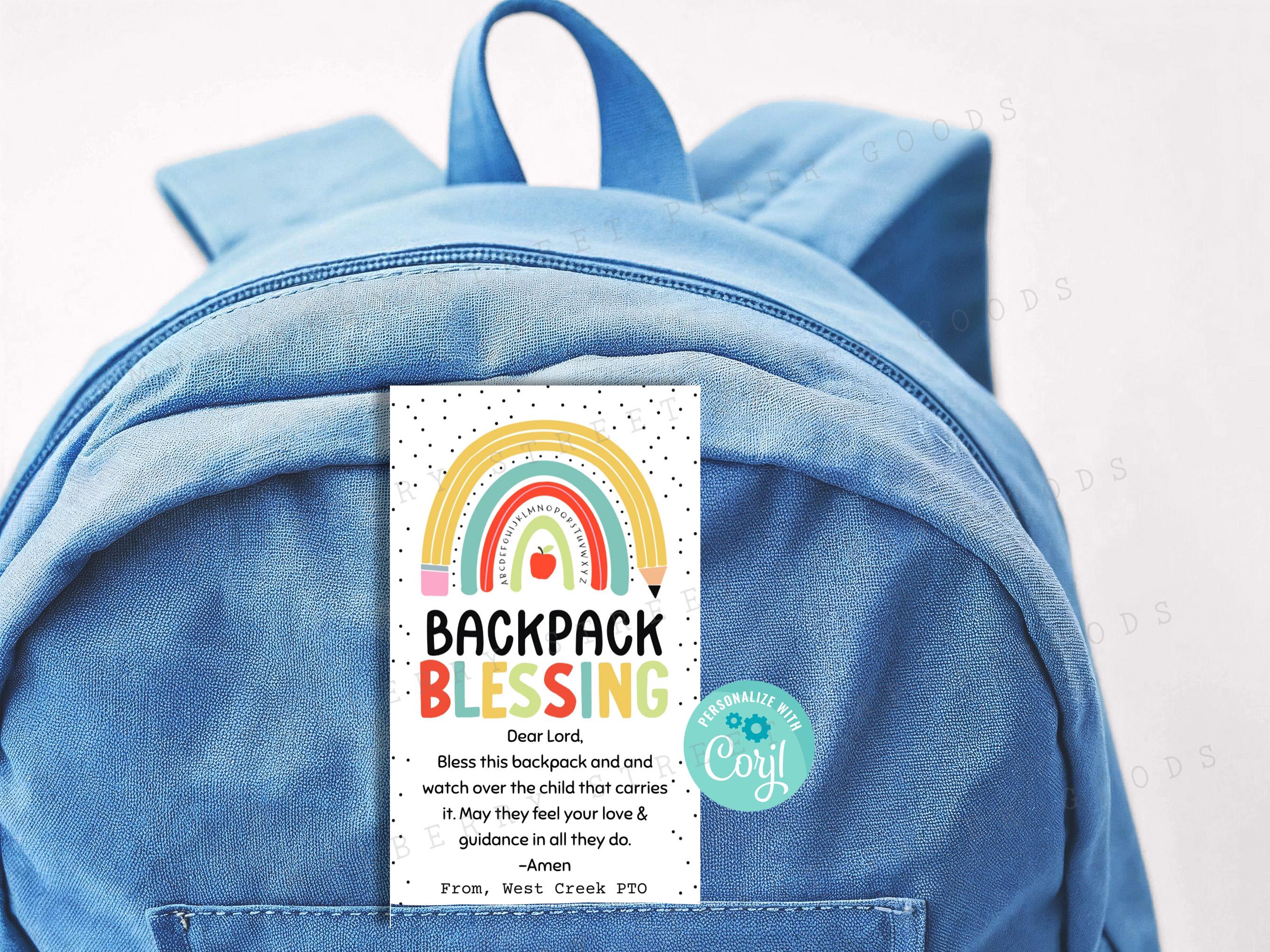 Backpack Blessing Printable Gift Tag, Editable Back to School Blessed ...