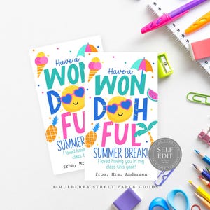 Summer Break Gift Tag Instant Download End of School Year Summer ...