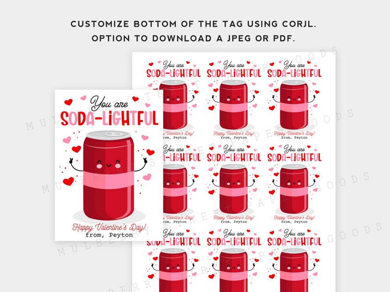 Soda Pop Can Happy Valentine's Day Printable Card, Classroom Valentine ...