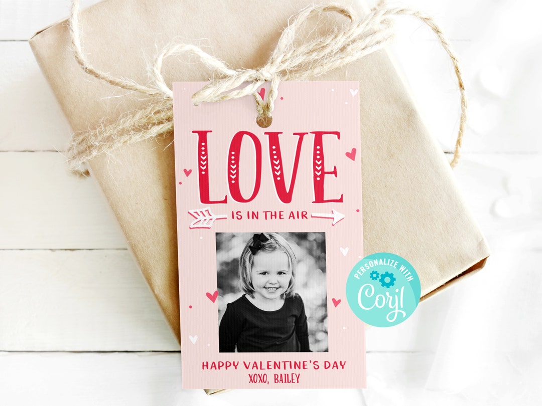 Printable Love is in the Air Valentine Photo Card Tag, Classroom ...