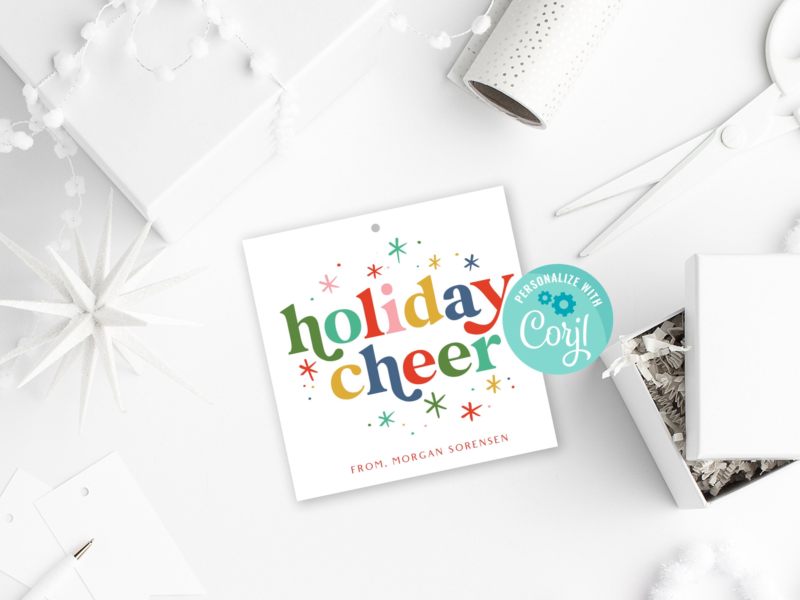 Printable Holiday Cheer Gift Tag Instant Download Editable | Etsy