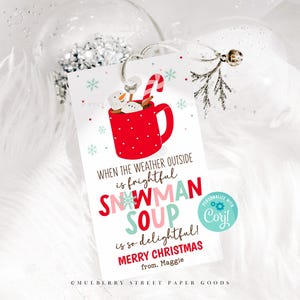 Snowman Soup Hot Chocolate Gift Tag Printable Christmas Hot Chocolate ...