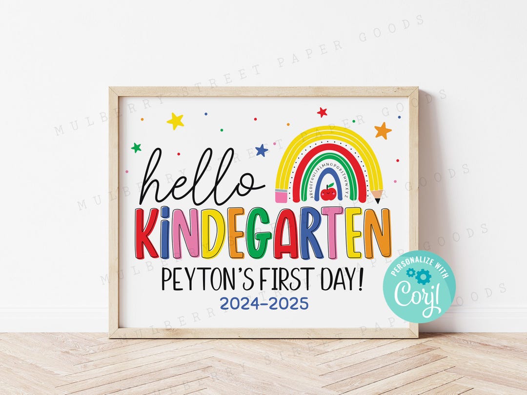 First Day of Kindergarten Sign Printable Digital Instant Download ...