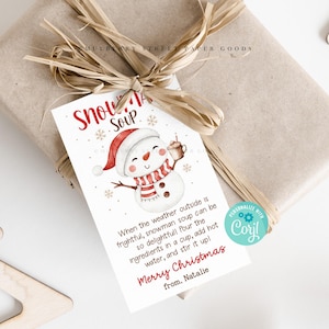 Snowman Soup Gift Tag Digital Download Christmas Hot Cocoa Gift Tag ...