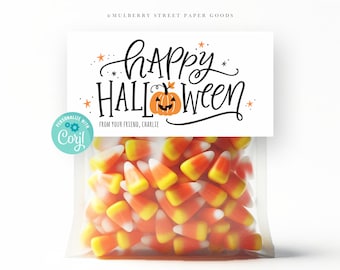 Halloween Treat Bag Topper, Printable Happy Halloween Bag Topper, Candy ...