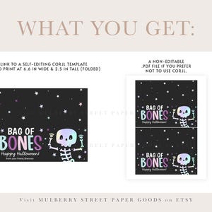 Halloween Bag of Bones Treat Topper Printable Instant Download Trendy ...