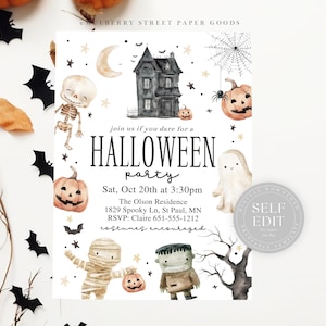 Editable Halloween Invitation Printable Halloween Party Invite Canva ...