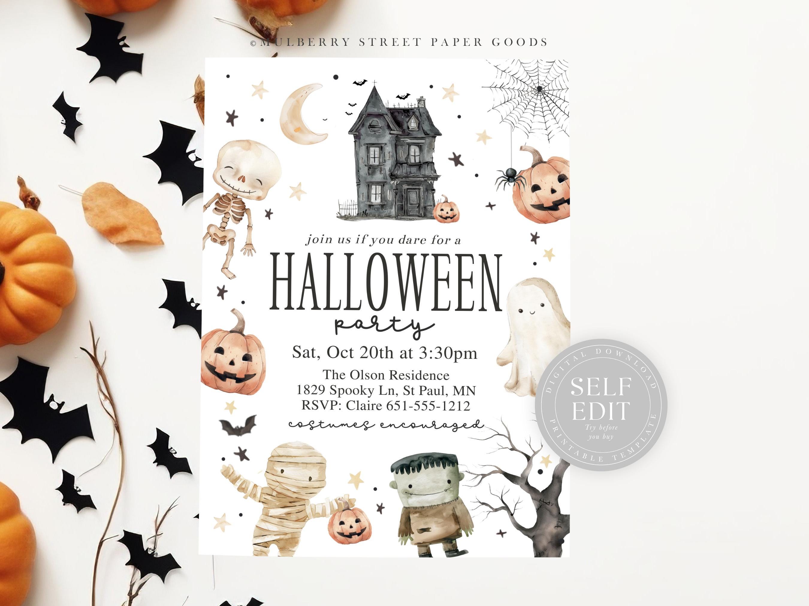 Editable Halloween Invitation Printable Halloween Party Invite Canva ...