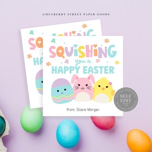 Squishing You a Happy Easter Gift Tag Printable Easter Squishmallow ...