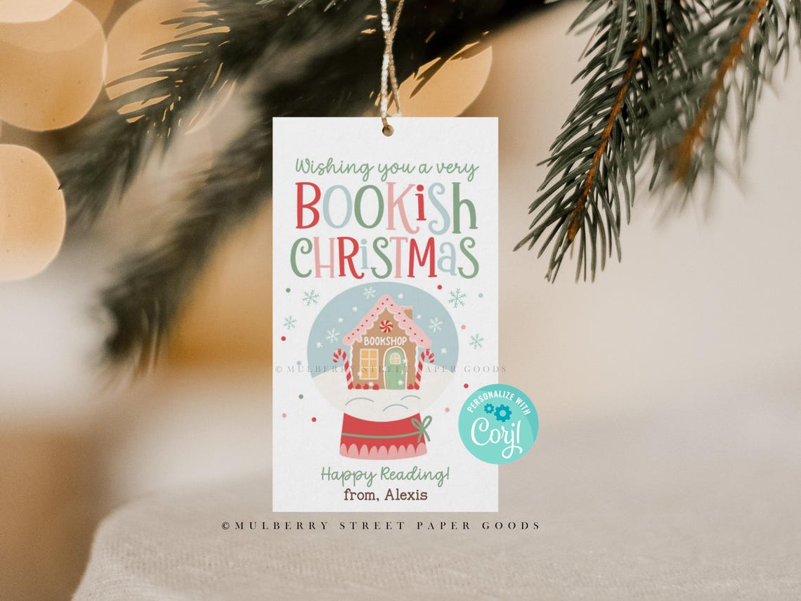 Book Lover Christmas Gift Tag Printable Instant Download Book Club Gift ...