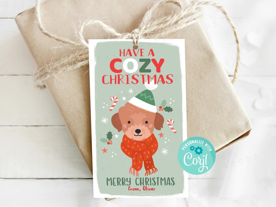 Printable Puppy Christmas Gift Tag, Editable Dog Holiday Gift Tag ...