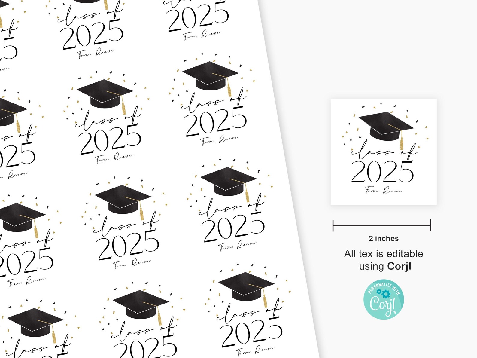 Graduation Cap 2 Inch Circle Instant Download Digital Design, Grad ...
