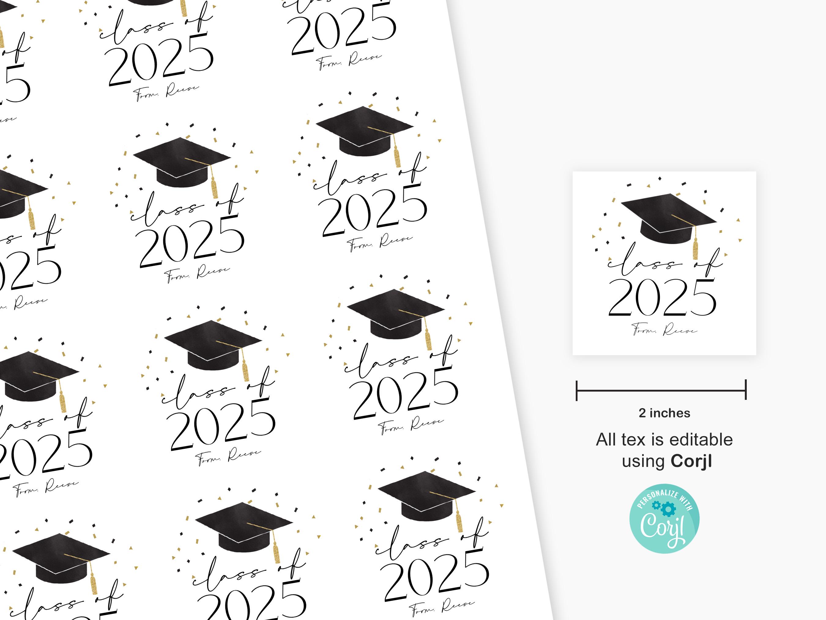 Graduation Cap 2 Inch Circle Instant Download Digital Design, Grad ...