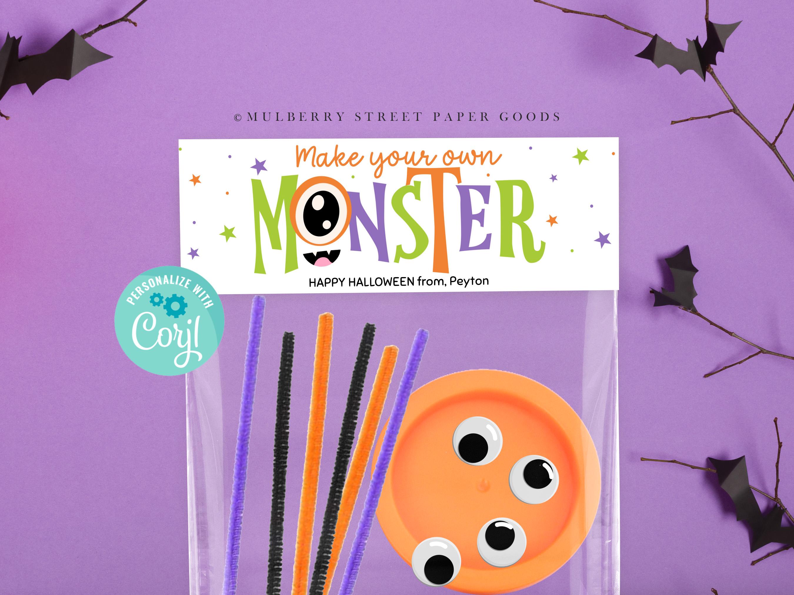 Halloween Make Your Own Monster Bag Topper Halloween Party Favor Build ...