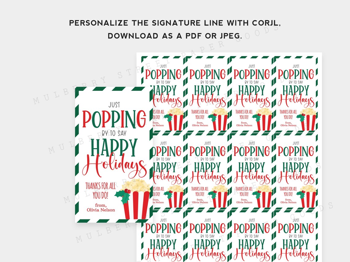 Just Popping by to Wish You a Happy Holidays Christmas Popcorn Party ...
