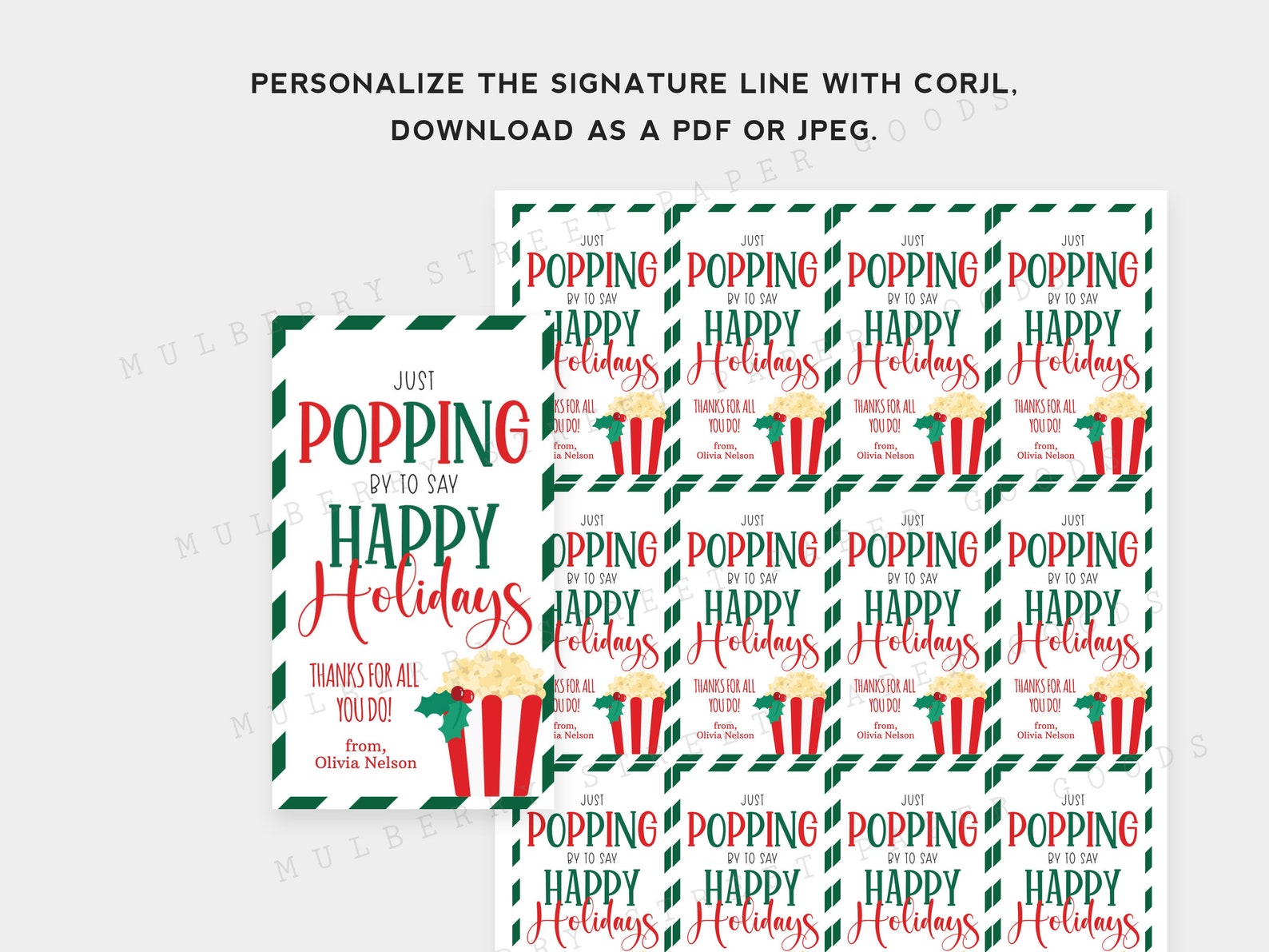 Just Popping by to Wish You a Happy Holidays Christmas Popcorn Party ...