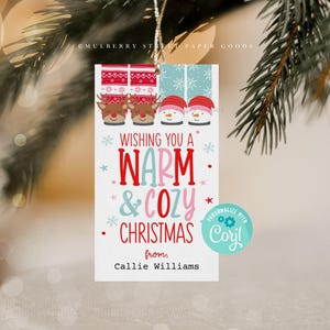 Christmas Gift Tag Printable Wishing You a Warm and Cozy Christmas ...