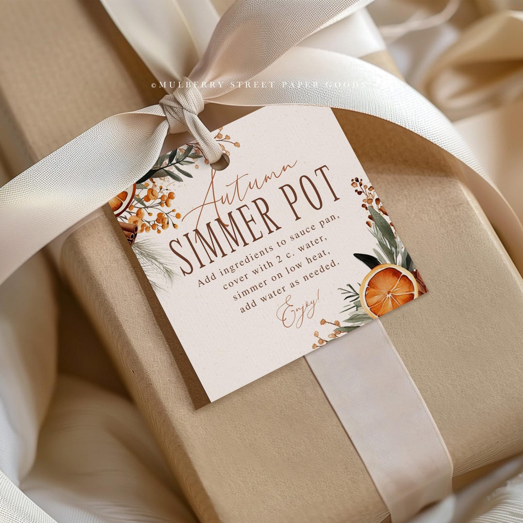 Editable Autumn Simmer Pot Git Tag Fall Simmering Potpourri Gift Tag ...