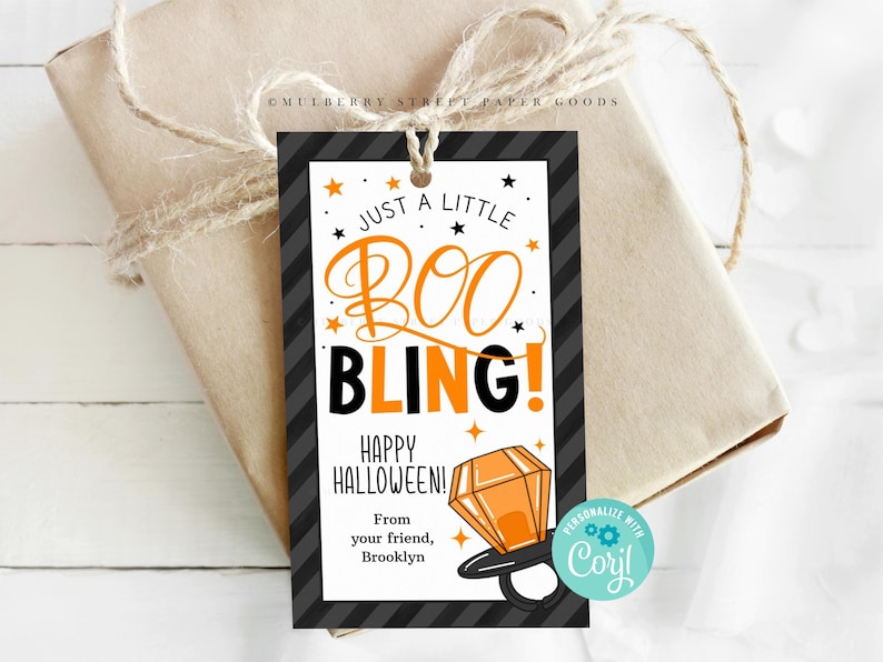 Printable Halloween Ring Pop Gift Tag Just A Little Boo Bling Trick or ...