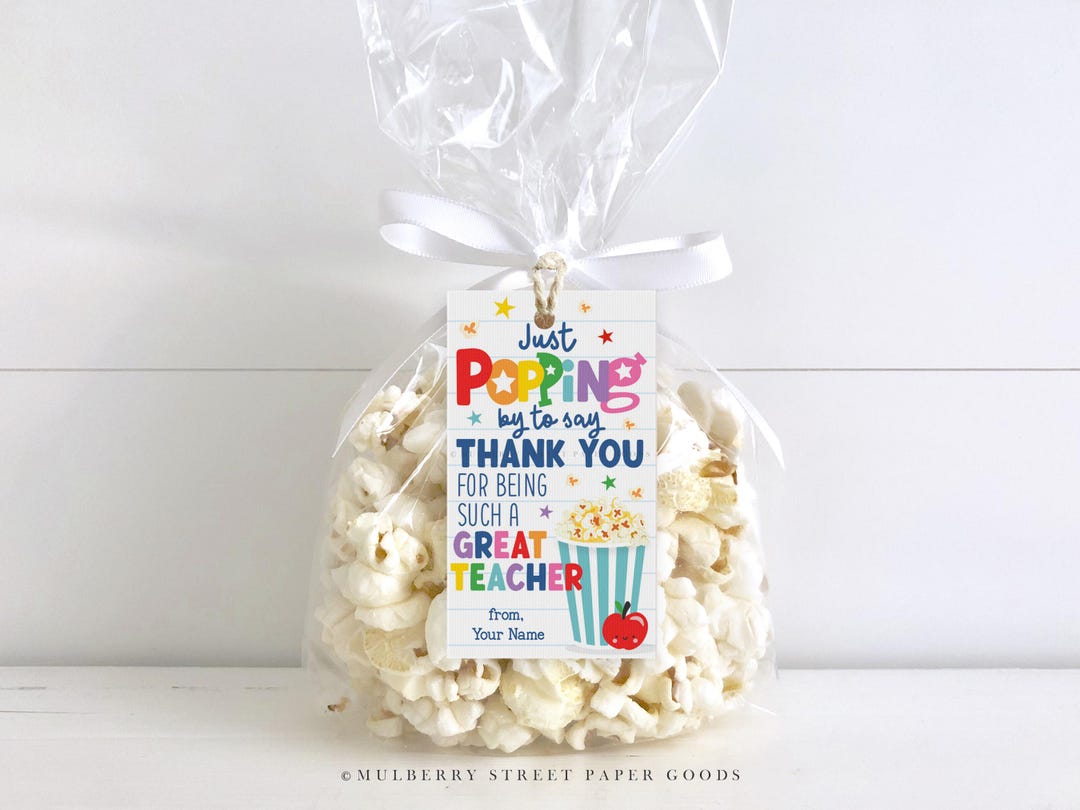Popcorn Teacher Appreciation Gift Tag Canva Template, Printable Teacher ...