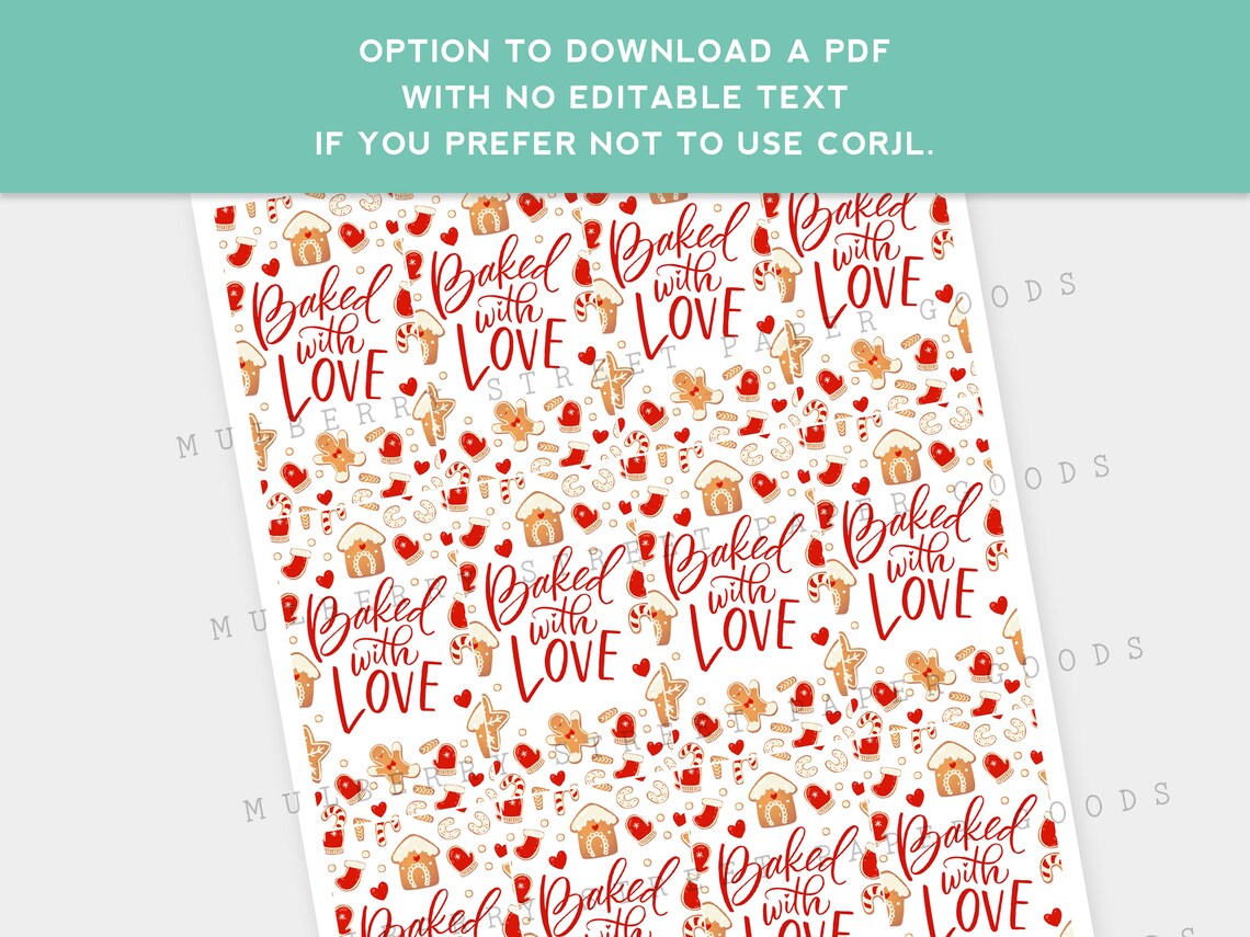 Printable Baked With Love Gift Tag, Editable Gift Tag, Personalized ...