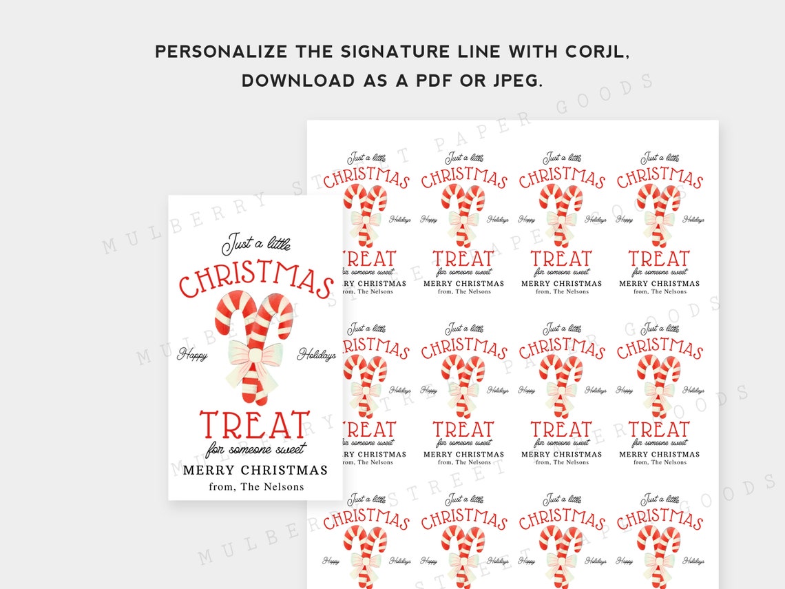 Printable Christmas Treat Gift Tag Candy Cane Christmas Bag - Etsy