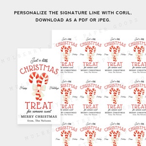 Printable Christmas Treat Gift Tag, Candy Cane Christmas Bag Tag ...