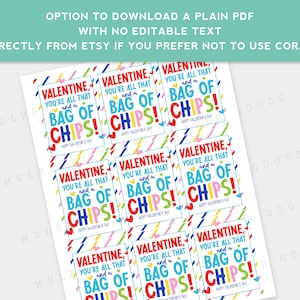 Printable You're All That and a Bag of Chips Valentine's Day Card, Bag ...