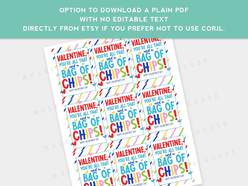 Bag of Chips Valentine Card Printable Potato Chips Valentine's Day Card ...