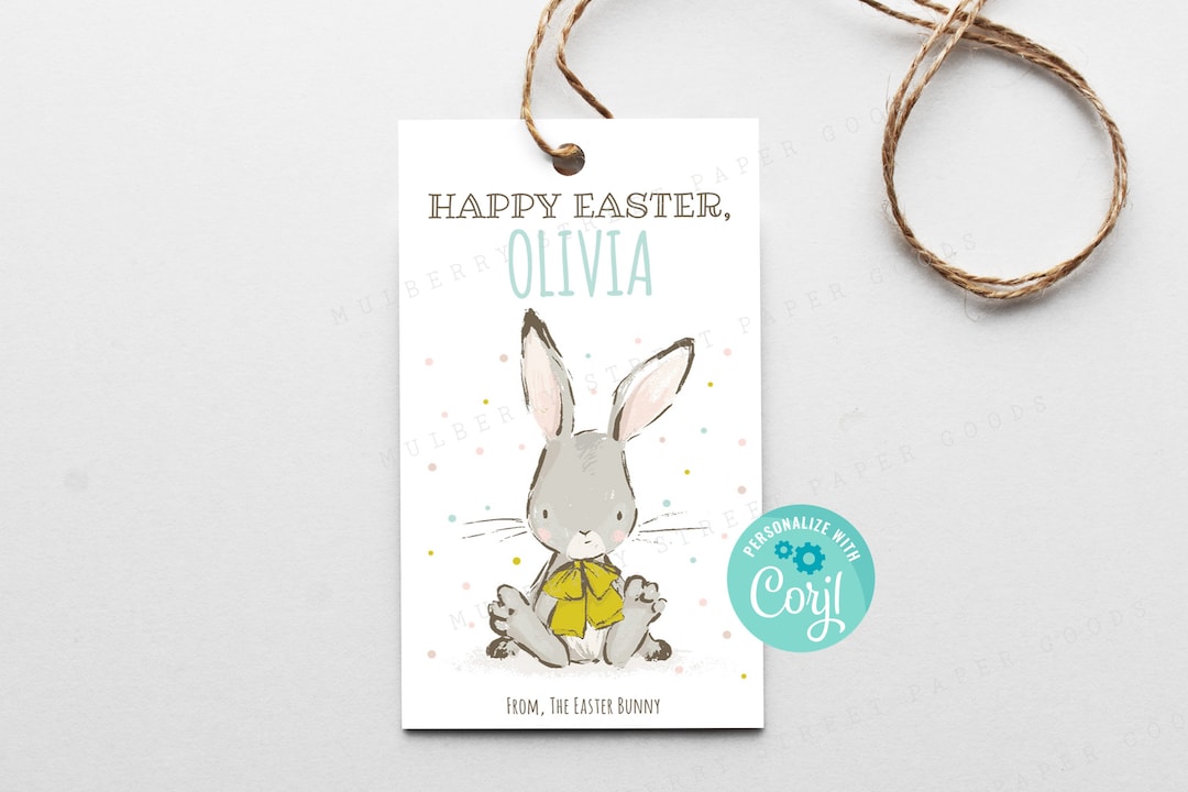 Printable Sweet Easter Bunny Gift Tag, Instant Download Easter Basket ...