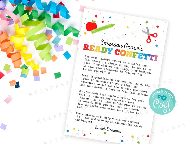 Back to School Ready Confetti Printable First Day of School - Etsy